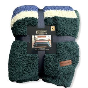 Pendleton | Bedding | Pendleton Evergreen Stripe Sherpa Blanket | Poshmark
